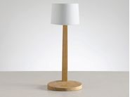 GAIA Teak Outdoor table lamp cordless By Ethimo | design Marc Sadler