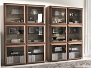 Sectional wood and glass bookcase KVADRO By Porada design Tarcisio Colzani