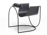 Tanned leather armchair with armrests LEMNI By Living Divani design Marco Lavit