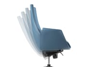 Height-adjustable leather executive chair with 5-spoke base with ...