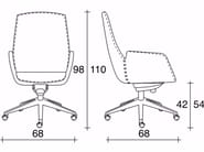 Height-adjustable leather executive chair with 5-spoke base with ...