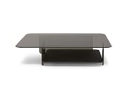 CAVA Rectangular low glass coffee table with integrated magazine rack ...