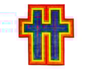 Handmade custom rug RAINBOW CROSS FOR TWO By HENZEL STUDIO