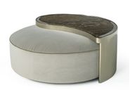 SHARP Upholstered round velvet pouf with wooden coffee table By ETRO ...