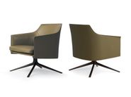 STANFORD Swivel tanned leather armchair with armrests By Poliform ...