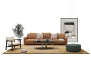 WIDE Fabric and wooden easy chair with armrests By grado design