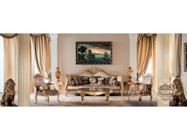 ROYAL Fabric easy chair with armrests By Modenese Luxury Interiors