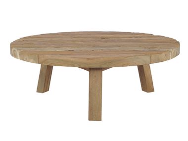RUSTIC Low round teak garden side table By CBdesign