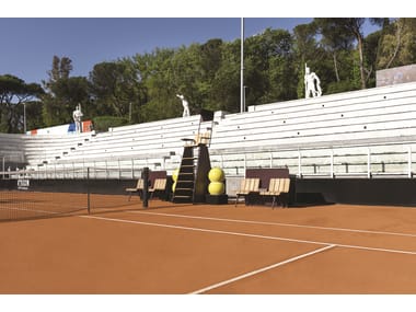 Aluminium and wood bench seating with back ACE By Ethimo design Patrick ...