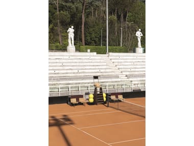 Aluminium and wood bench seating with back ACE By Ethimo design Patrick ...