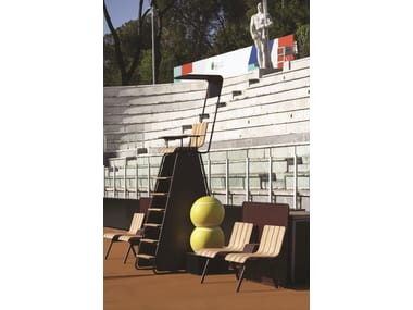 Aluminium and wood bench seating with back ACE By Ethimo design Patrick ...