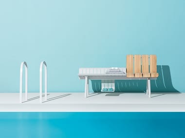 ACE Aluminium and wood bench seating with back By Ethimo | design ...