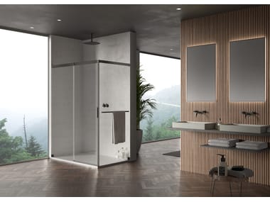 ACQUA 5000 Glass and aluminium shower cabin with sliding door By Duka