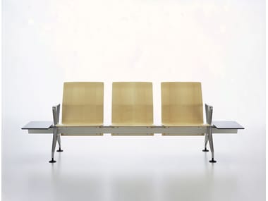 AIRLINE Freestanding multi-layer wood beam seating with armrests By ...