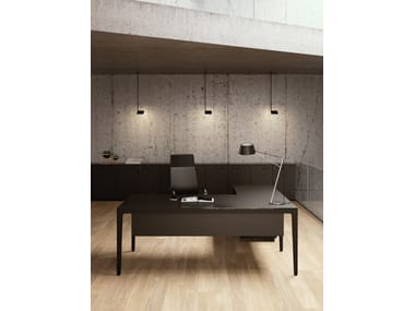 ALPLUS L-shaped etched glass office desk By FREZZA | design Marco Zito