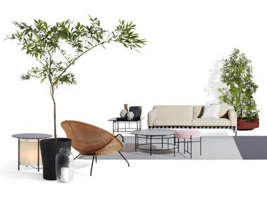 ANDON Round natural stone garden side table By DE PADOVA | design Nendo