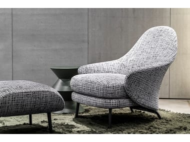 ANGIE Fabric armchair with footstool By Minotti | design GamFratesi