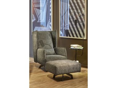 ANN Swivel trestle-based fabric armchair By Papadatos