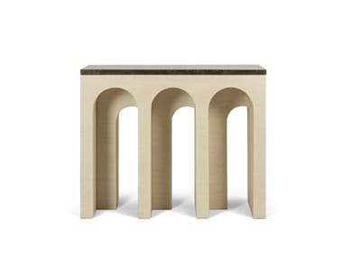 Rectangular oak and marble console table ARCADE By JOSÉ LEITE DE CASTRO