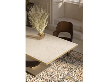 ARK Rectangular steel dining table and quartz top By ORO NERO Collection