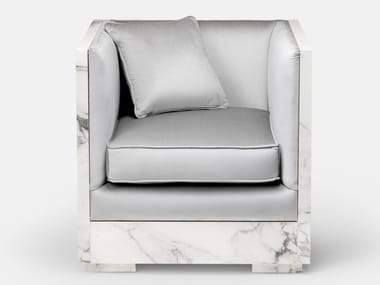 Armchair in velvet and stoneware ARMCHAIR WITH MARBLE EFFECT By ...