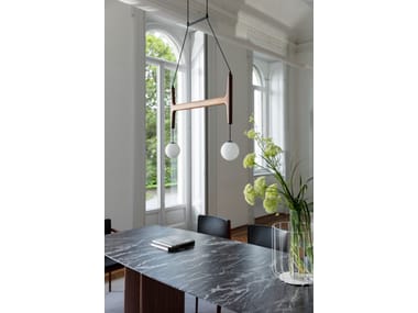 ASTRA Canaletta walnut pendant lamp By Porada | design David Dolcini