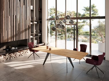 ATLAS - BASE 5 Extending rectangular wooden dining table By Draenert ...