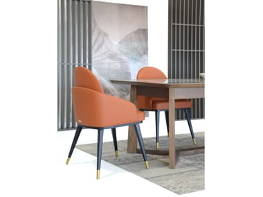 AURORA | Chair Leather restaurant chair with armrests By Able