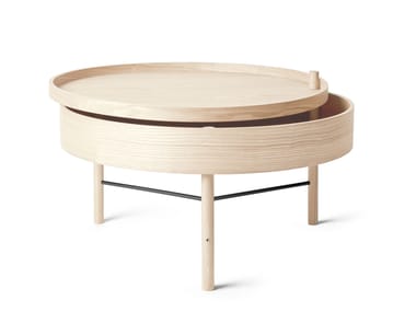 TURNING TABLE Round wooden coffee table with storage space By Audo ...