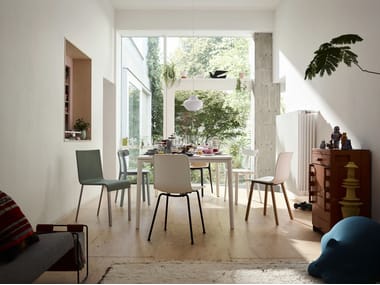 BELLEVILLE CHAIR WOOD Stackable multi-layer wood chair By Vitra ...