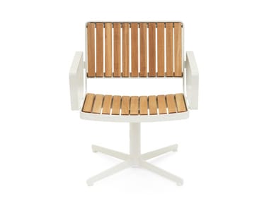 BERLIN Steel and wood outdoor chair with armrests By VESTRE