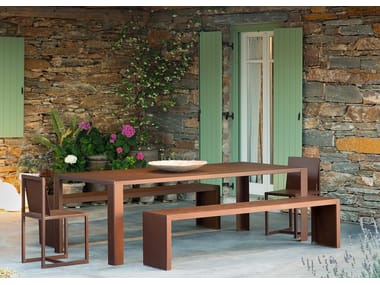 BIG IRONY OUTDOOR | Garden table Rectangular painted metal garden table ...