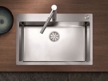 1 1/2 bowl flush-mounted stainless steel sink BLANCO CLARON 340/180-IF ...