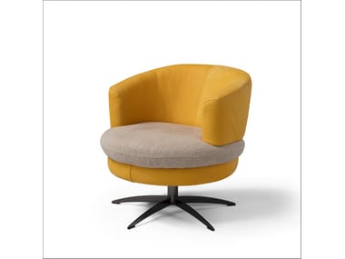 BLENDA | Swivel easy chair Swivel leather easy chair with 4-spoke base ...