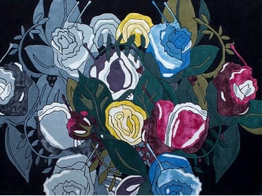 Handmade Bamboo silk and wool rug with floral pattern BLOOM By NOW Carpets