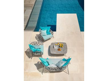 BOLLE Square marble garden side table By Midj | design Paola Navone