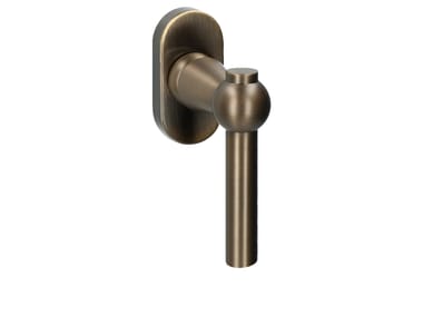 BRUSSELS Brass window handle on rose By Quincalux