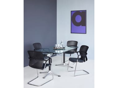 BURDICK Glass and aluminium office desk / meeting table By Herman ...