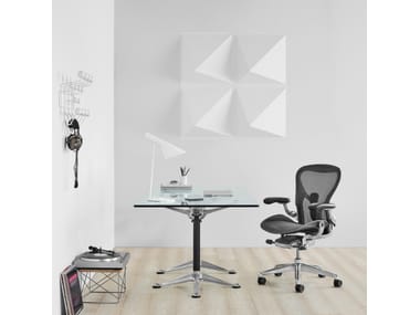 BURDICK Glass and aluminium office desk / meeting table By Herman ...