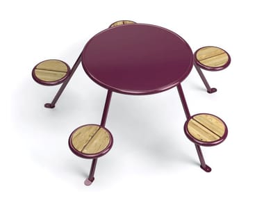 HPL Table for public areas with integrated seats BUZZ By VESTRE