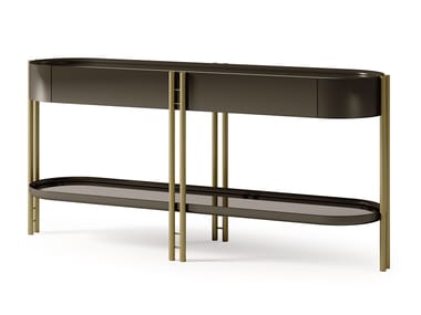 IKAT Oval wooden console table By Bizzotto Italia