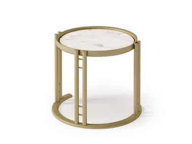 IKAT Round porcelain stoneware side table By Bizzotto Italia