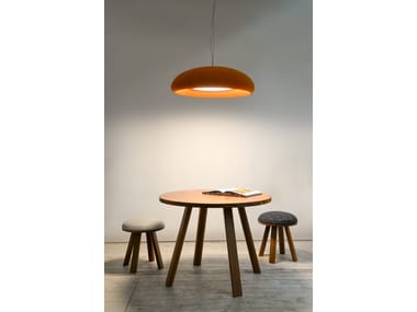 BuzziMilk Upholstered low wooden stool By BuzziSpace