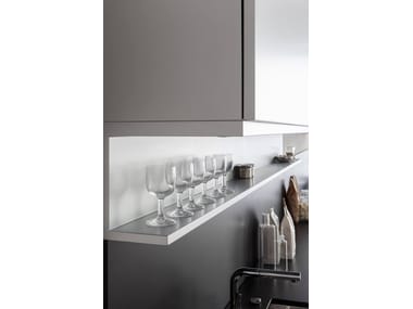 Wood veneer wall shelf “C” shaped shelf By SCHIFFINI