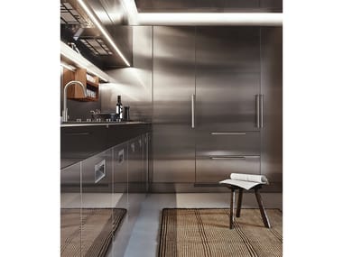 ITALIA + MODUS SYSTEM Stainless steel and wood kitchen with island By ...