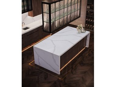 Reconstructed stone kitchen worktop with marble effect CALACATTA ...