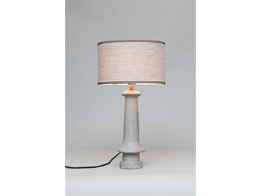 CEMENT | Table lamp Concrete table lamp with linen lampshade By SERVOMUTO