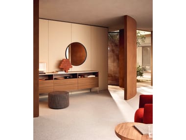 CODE Low wooden TV cabinet with drawers By Poliform