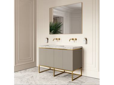COUTURE Floor-standing double wooden vanity unit with integrated ...