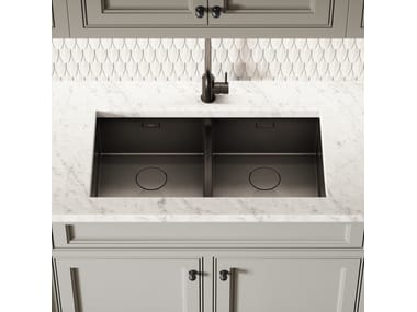 CUBO | 2 bowl sink 2 bowl undermount steel sink By LUSSO